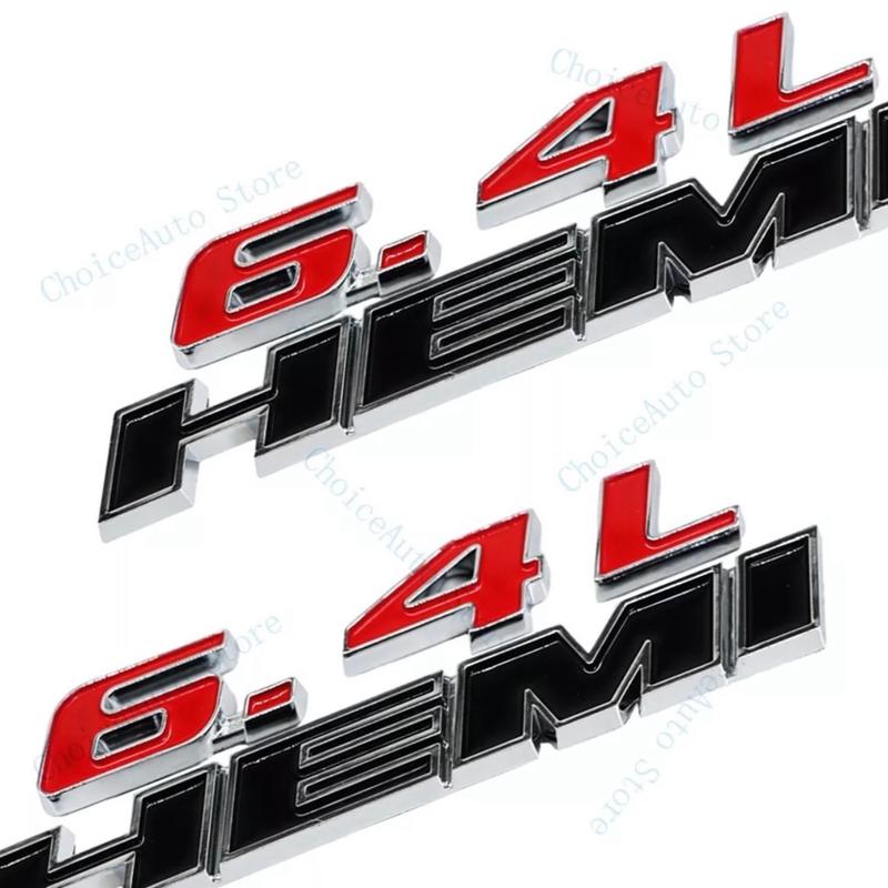 2pc Fender Side Emblem For SRT 6.4L HEMI Chrome Red & Black Nameplate ...