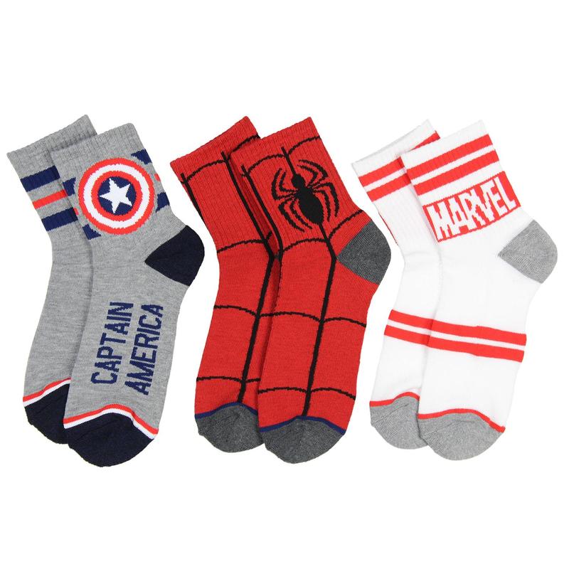 Marvel Spider-Man Captain America Marvel Logo Athletic Quarter Crew ...
