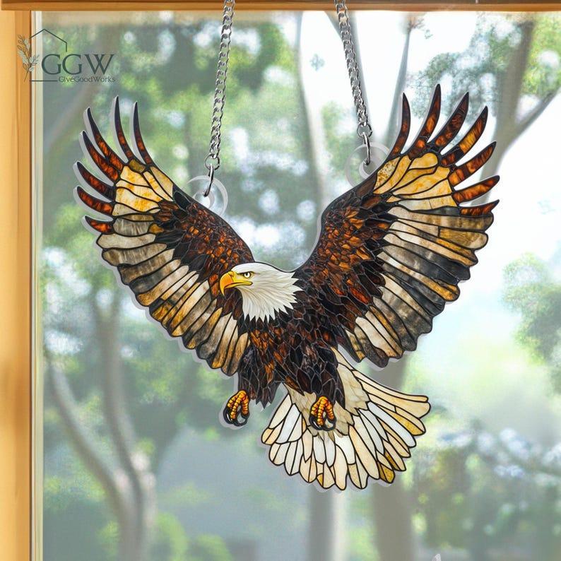 Eagle Suncatcher ACRYLIC Hanging Sign, Bald Eagle Window Hanging, - TikTok Shop
