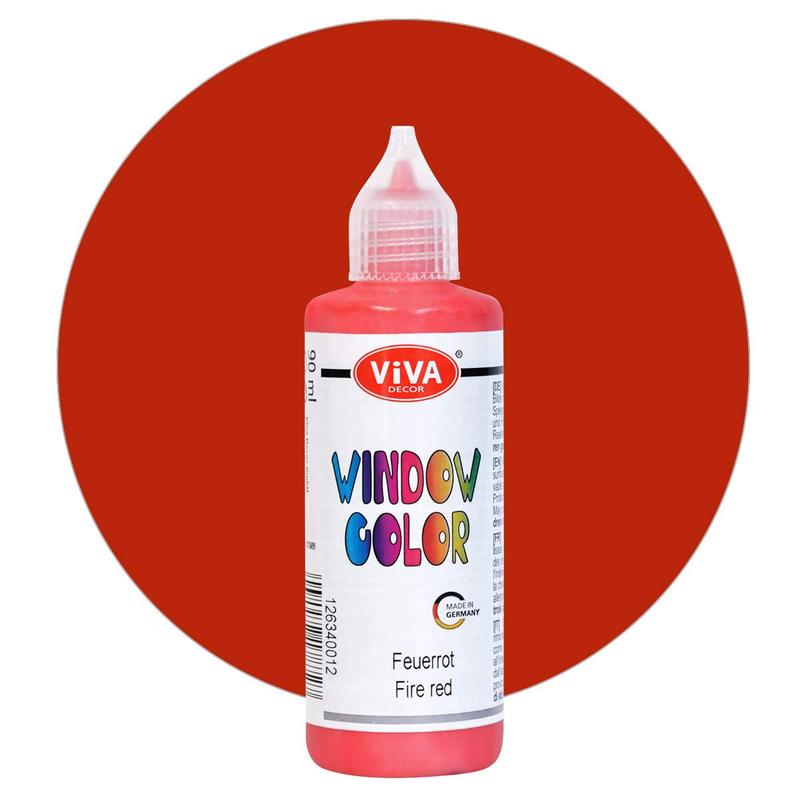 Viva Decor Window Colour (Fire Red, 90 ml) Window Paint for Removable ...