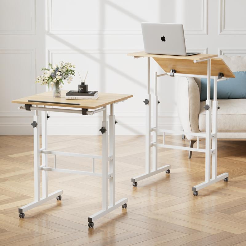 VECELO Adjustable Height Standing Desk With Wheels, Small Stand ...