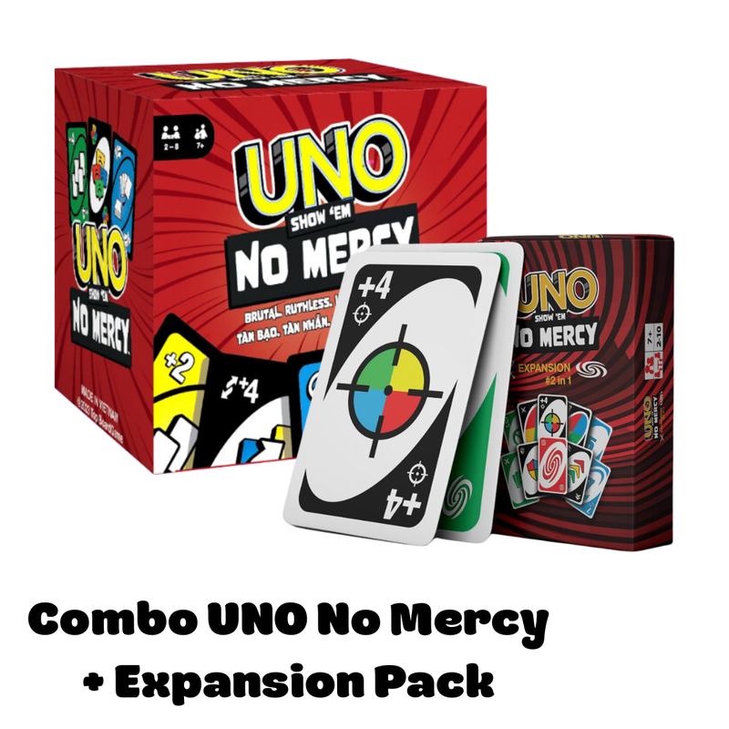 Combo UNO No Mercy + Expansion Pack - UNO No Mercy Board Game Set ...