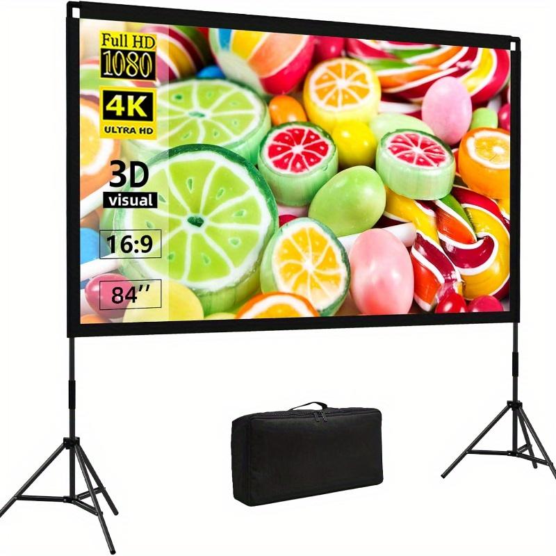 00/120" Foldable Dual Stand Projector Screen, 4K Ultra HD 16:9 Anti ...