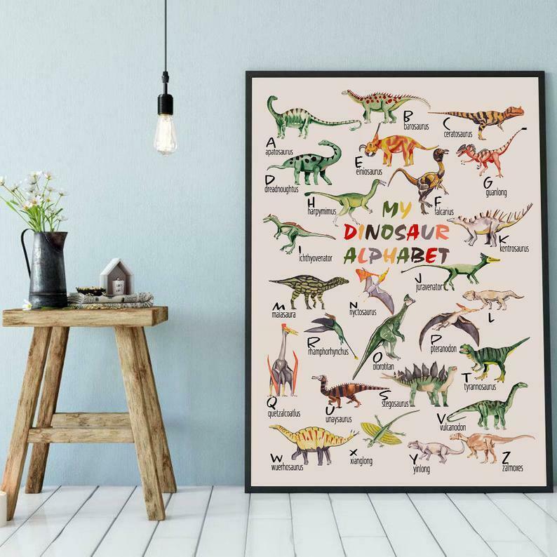 Dinosaur Alphabet Poster, Chart Abc Dinosaur Print, A To Z Poster ...