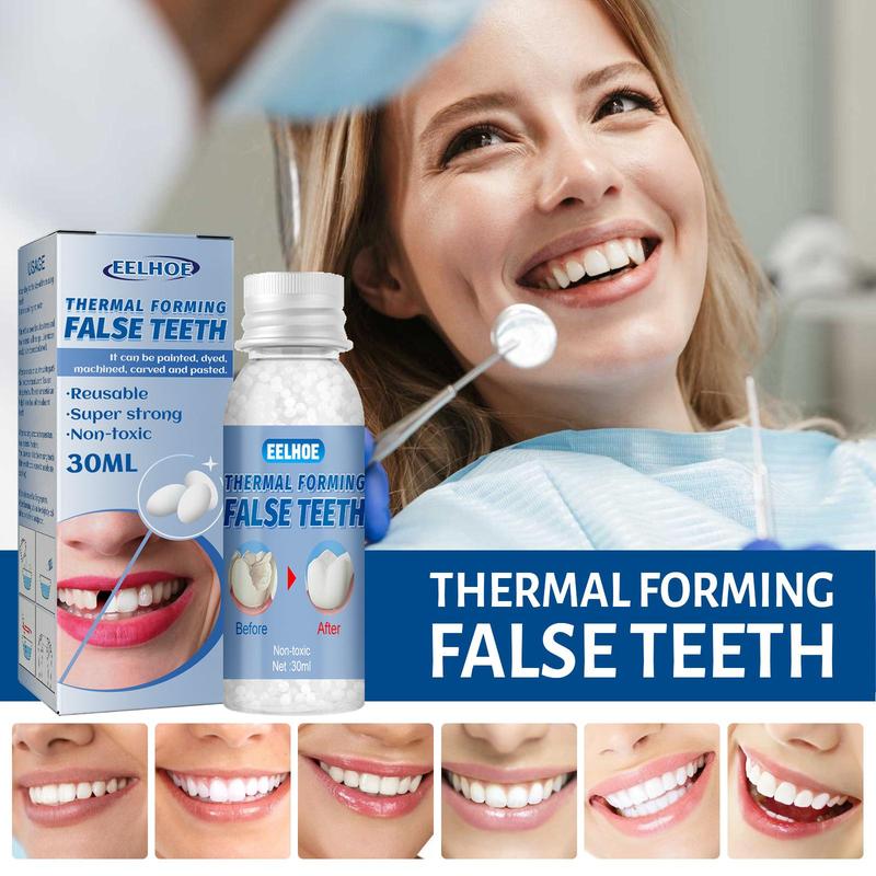 EELHOE Moldable False Teeth, Shapeable Dental Gel Dentures Temporary ...