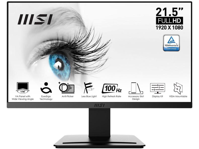 MSI PRO MP223, 22" VA 1920 x 1080 (FHD) Computer Monitor, 100Hz ...