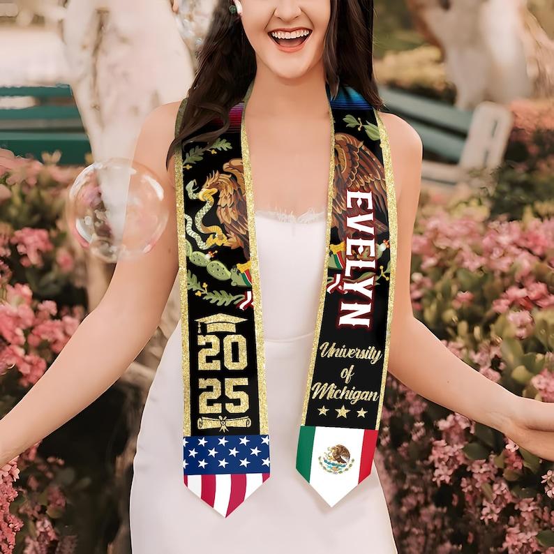 Personalized Mexican Graduation Stole, Custom Latina Grad Sash To Honor ...
