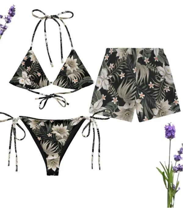 Matching Couple Swimsuits – Classic Triangle Bikini Top & Black ...