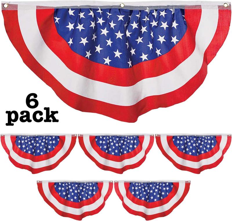 July 4th American Flag Banner Bunting Half Fan Patriotic Porch Garland ...