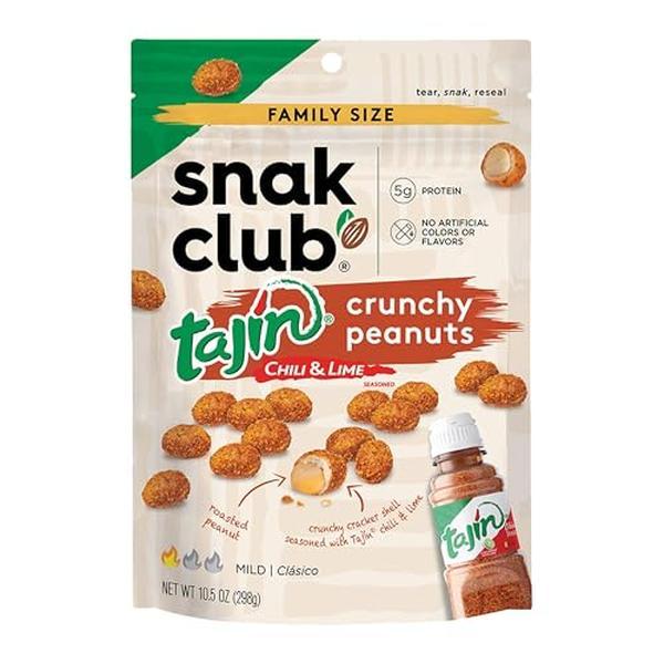 Snak Club Tajin Crunchy Peanuts, Nuts with Chili and Lime Seasoning ...