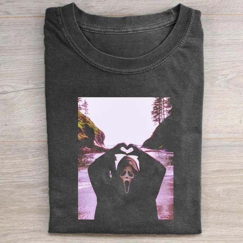 Vintage Ghostface Scream Halloween Shirt, Heart Hands Scream - TikTok Shop