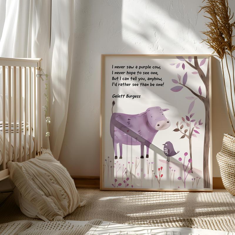 CAM Charming Purple Cow Print Poster Unframed For Kids Nursery - TikTok ...