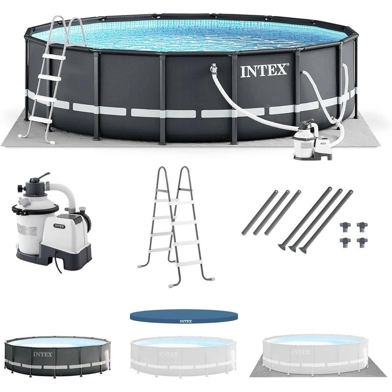 Ultra XTR Frame 14' X 42" round above Ground Outdoor Swimming Pool Set with Sand Filter Pump ...