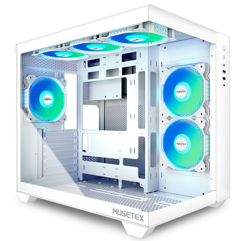 MUSETEX Y6 ATX PC Case with 6 Pre-Installed PWM ARGB Fans - TikTok Shop
