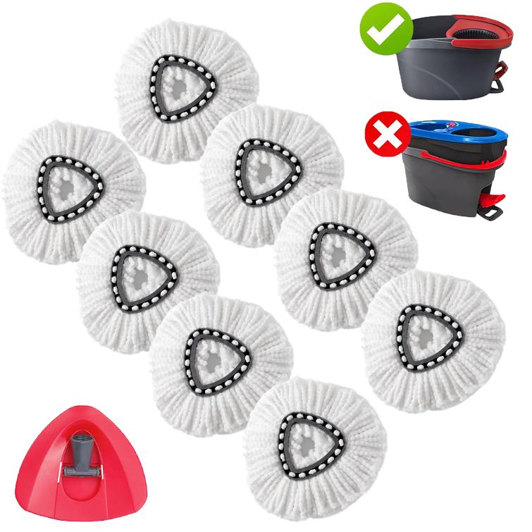 4/8-Packs Triangle Mop Replacement Heads – Machine Washable Microfiber ...