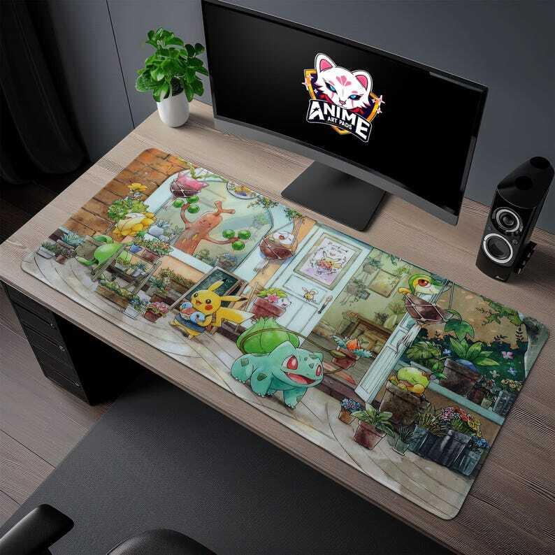 Pokémon Garden Adventure Desk Mat - Pikachu, Bulbasaur, and Friends ...