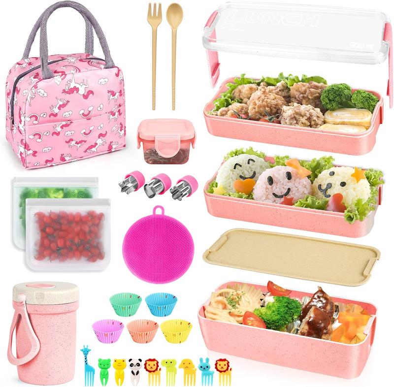 [ UNLIMITED SALES ] 27 PCs Bento Box Lunch Kit, Stackable 3-in-1 ...