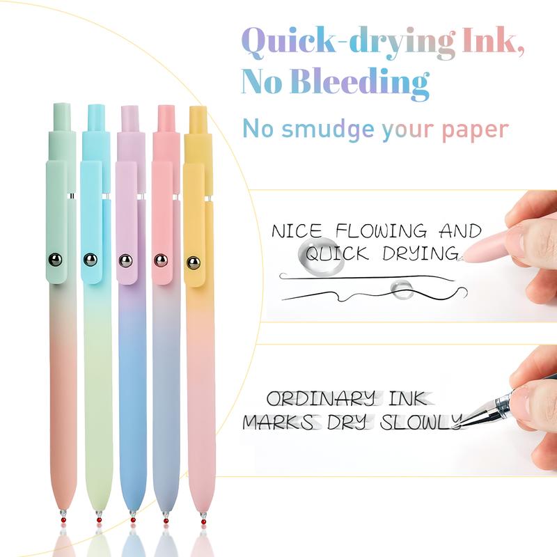 5Pcs Rainbow Minimalist Press Type Quick Drying Carbon Gel Pens ...