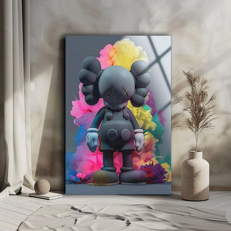 Kaws Glass Wall Art , Glass Printing , Tempered Glass Wall Art , Vivid ...