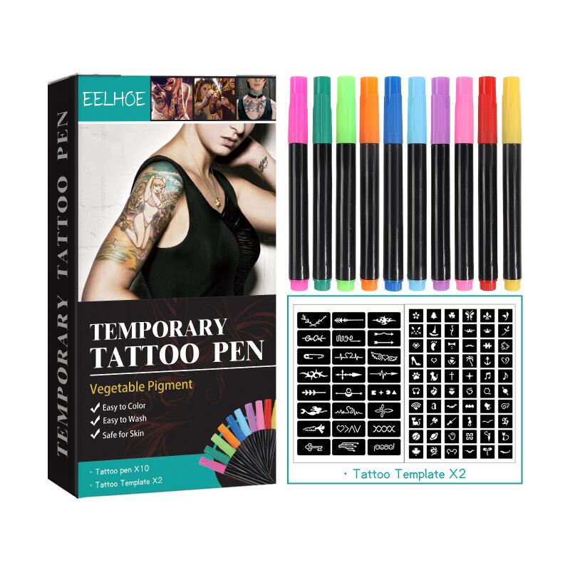 DIY Temporary Tattoo Pen Set, 10pcs Multipurpose Body Paint Pen ...