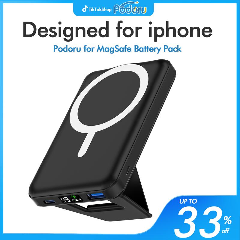 Podoru Wireless Charger with Foldable Stand, Portable 10000mAh - TikTok Shop