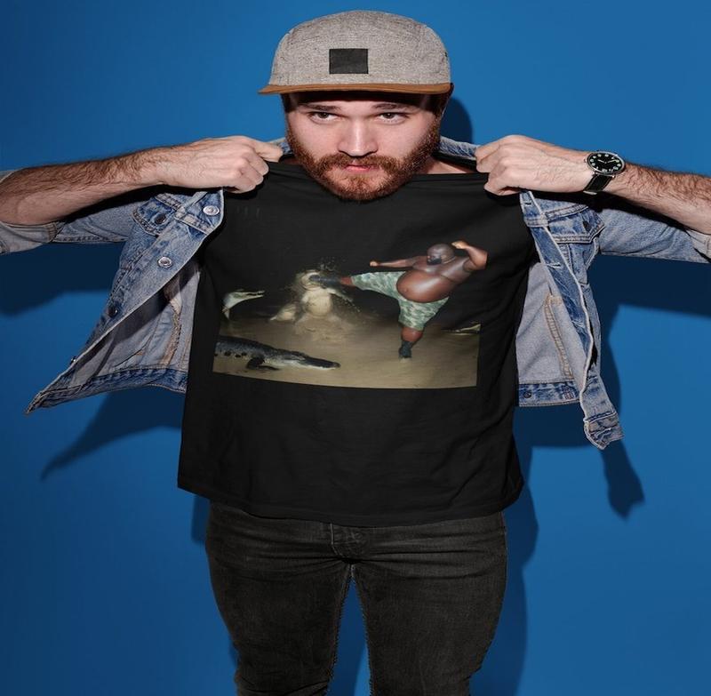 Black Guy Kick Alligator In Swamp Shirt, Gator, Crocodile, Viral ...