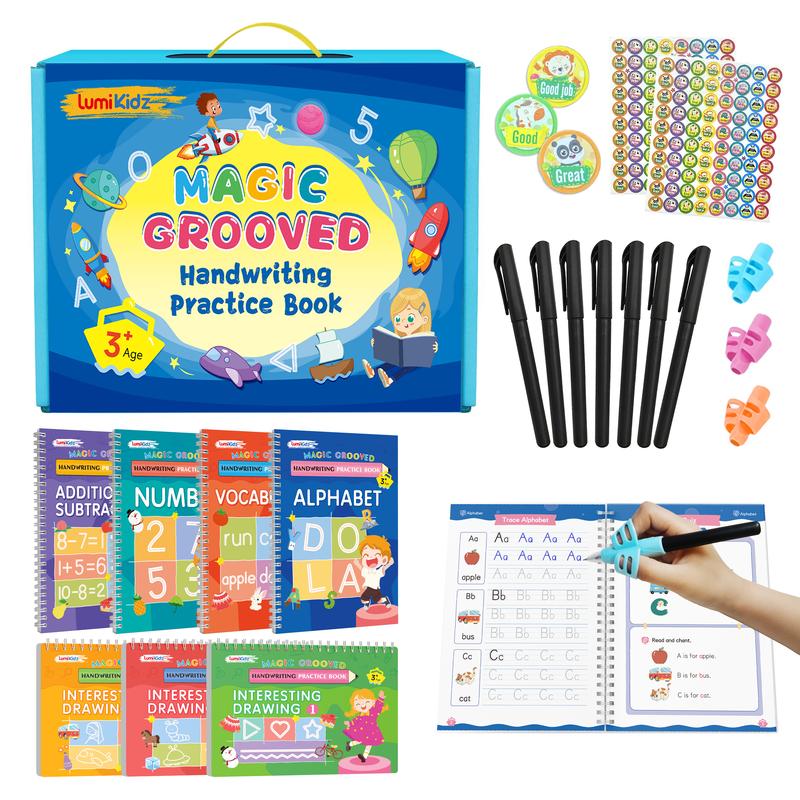2025 New Magic Grooved Writing Practice Book, Reusable Grooved ...