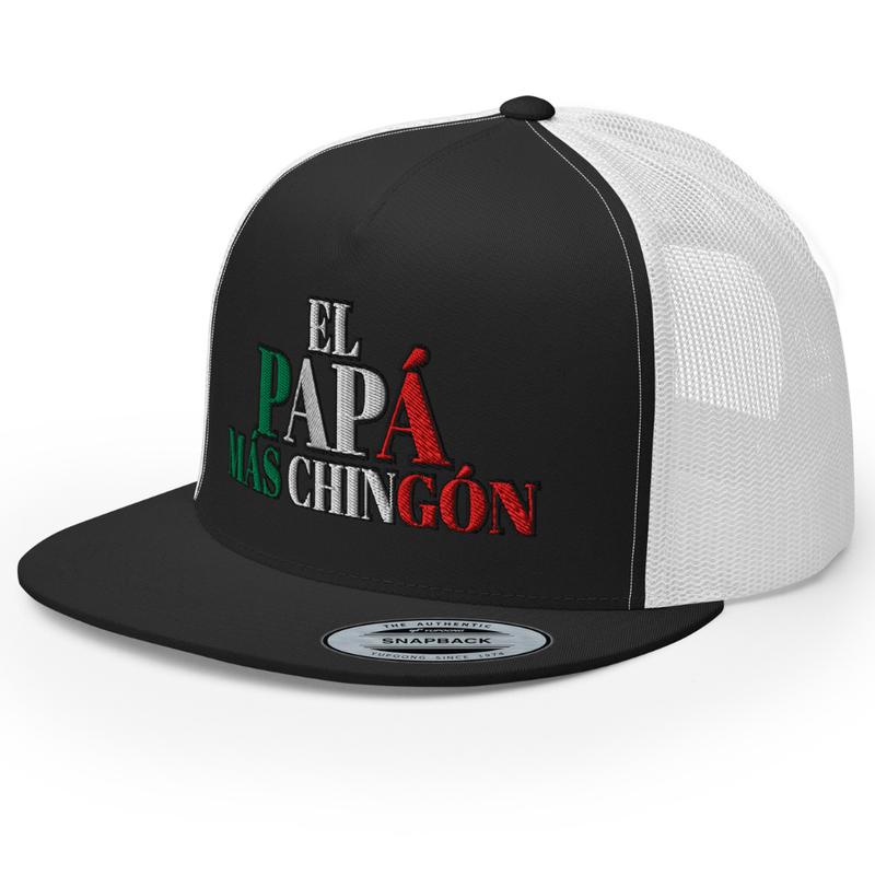 NX El Papa Mas Chingon Embroidered Flat Bill Trucker Hat High Crown ...