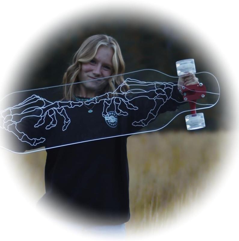 GHOST BOARDS Platypus Clear Longboard with Skeleton Fingers Design ...