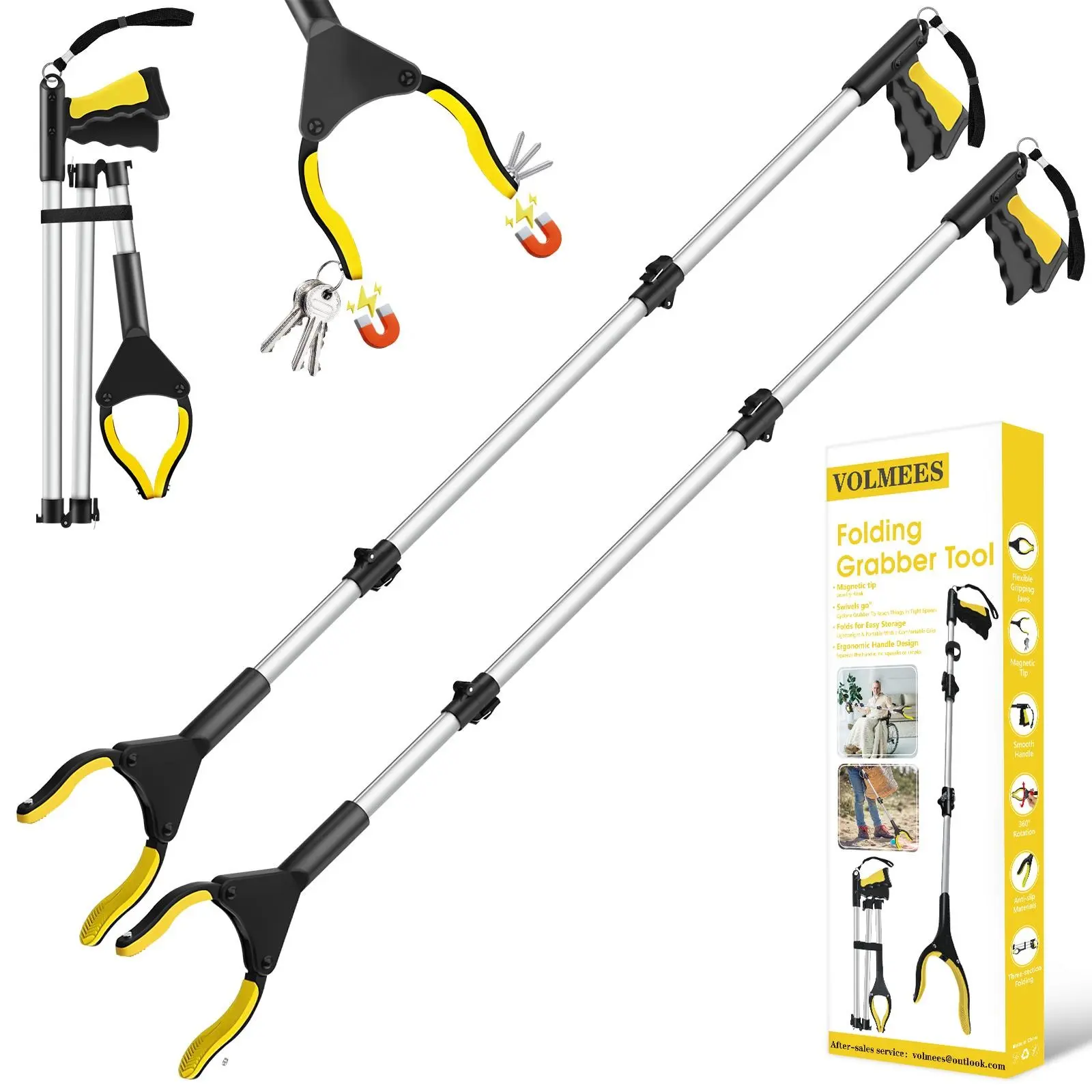 32" Grabber Reacher Tool - 3 Pack Foldable Reacher Grabber Pickup ...