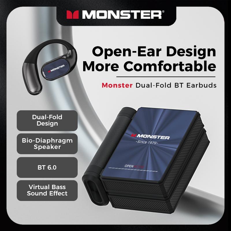 Monster Bluetooth Earbuds with Comfortable Ear Hooks, Bluetooth 6.0 ...
