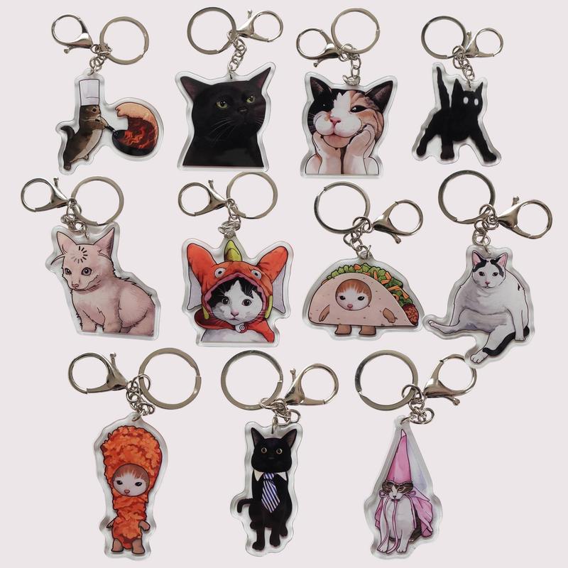 11 New Cat Meme Keychains – Part 2 Limited Edition Funny & Quirky ...