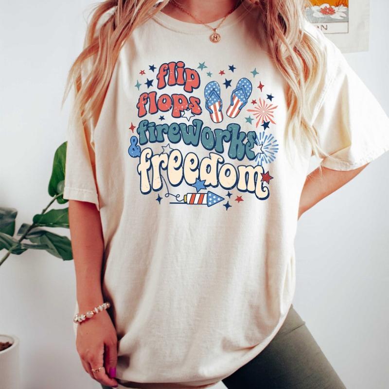 Flip Flops,Fireworks,Freedom Shirt, Patriotic Shirt, Fourth of July Shirt, 4th of July Shirt ...
