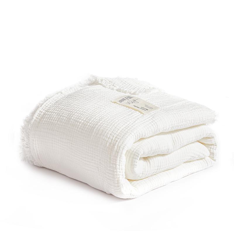 【Summer Gift】SOULFUL Four side fringe Muslin Blanket 100% Cotton with ...