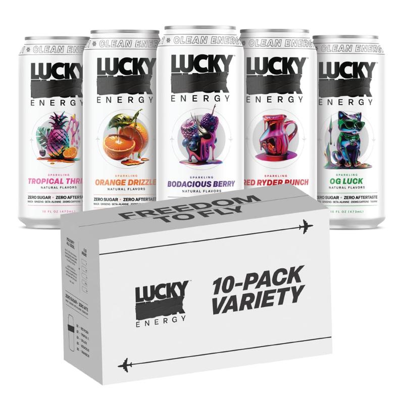 Lucky Energy Sugar Free Energy Drinks 16 Fl Oz Cans (Pack of 10 ...