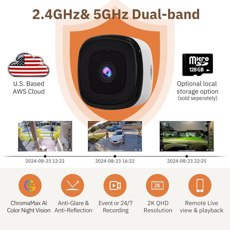 3MP 2K Window Camera,2.4GHz & 5GHz WiFi Indoor Cameras for Home ...