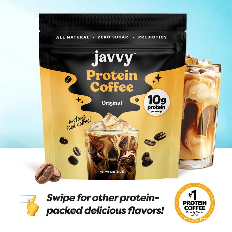 Javvy Coffee Instant Iced Protein Coffee - Premium Whey Protein ...