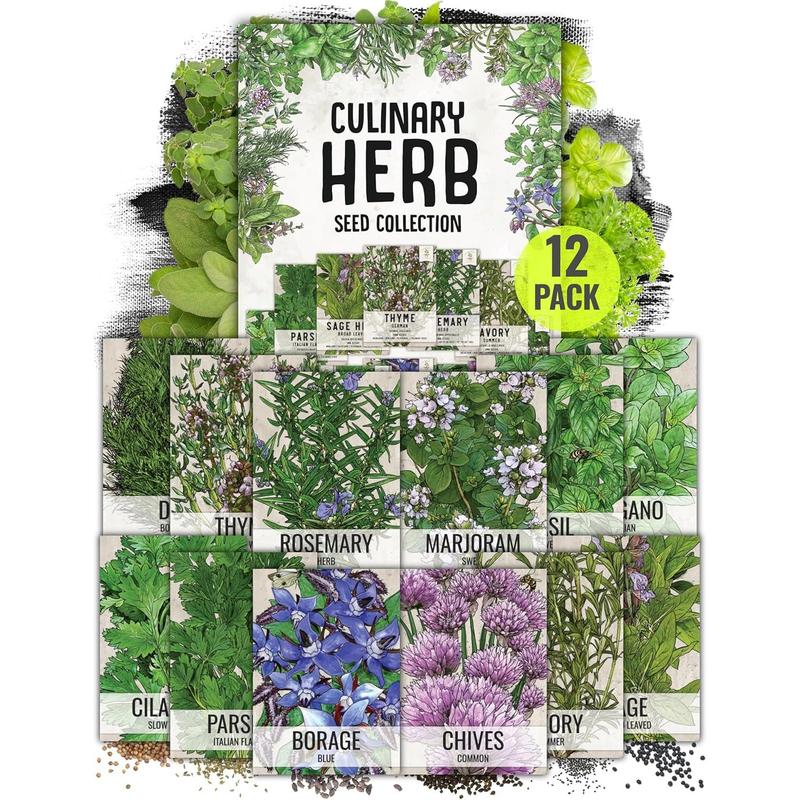 Herb Seeds Variety Pack Culinary Herb Collection (12 Individual ...