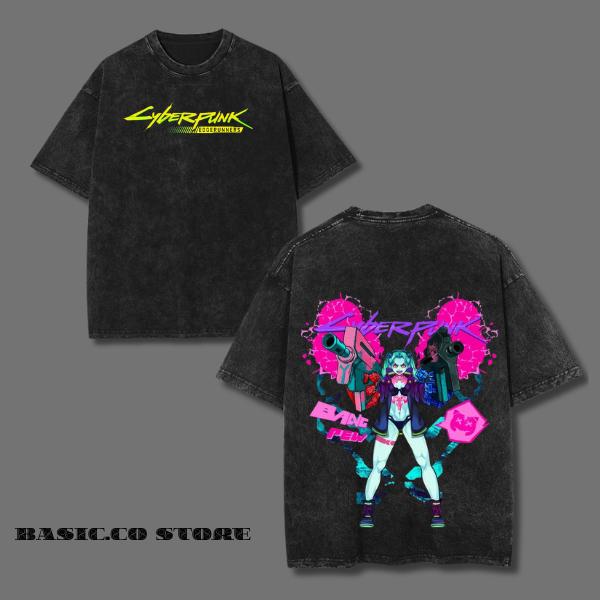 Cyberpunk Edgerunners David & Lucy Vintage Tee – Acid Washed Oversized ...