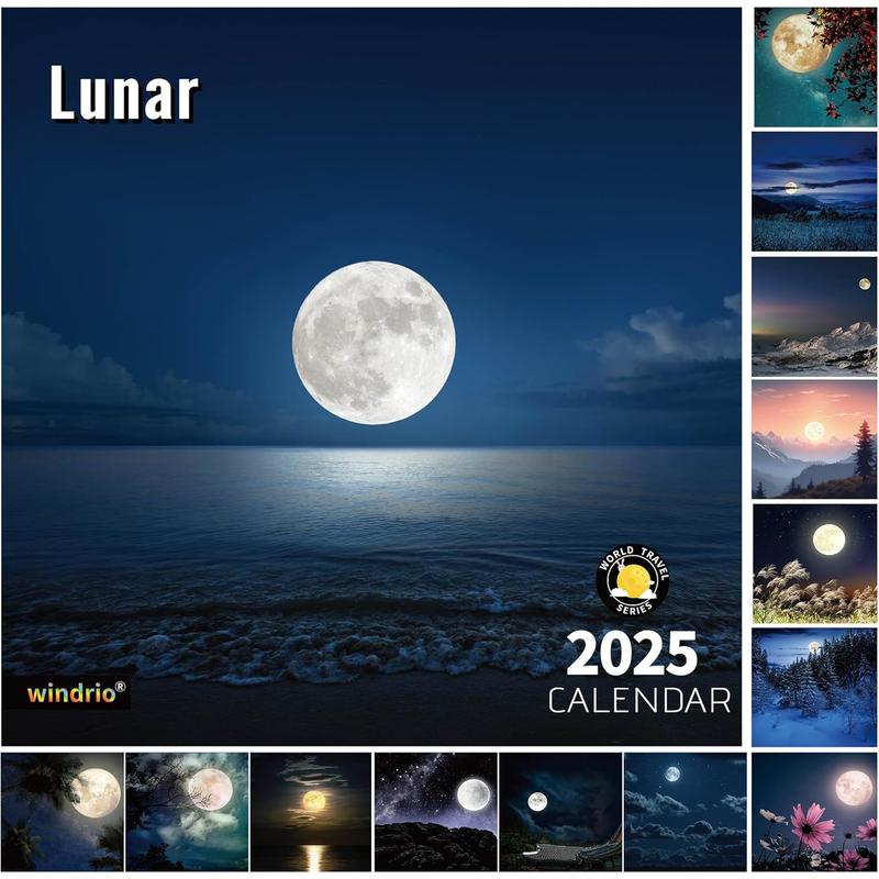 Wall Calendar 2025 Moon January - December 12" X 24" Opened Full ...