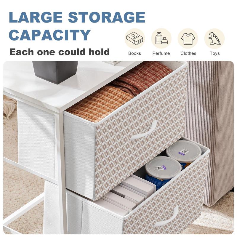 Japanese-Inspired 2-Drawer Nightstand - Art Deco Bedside Table with ...