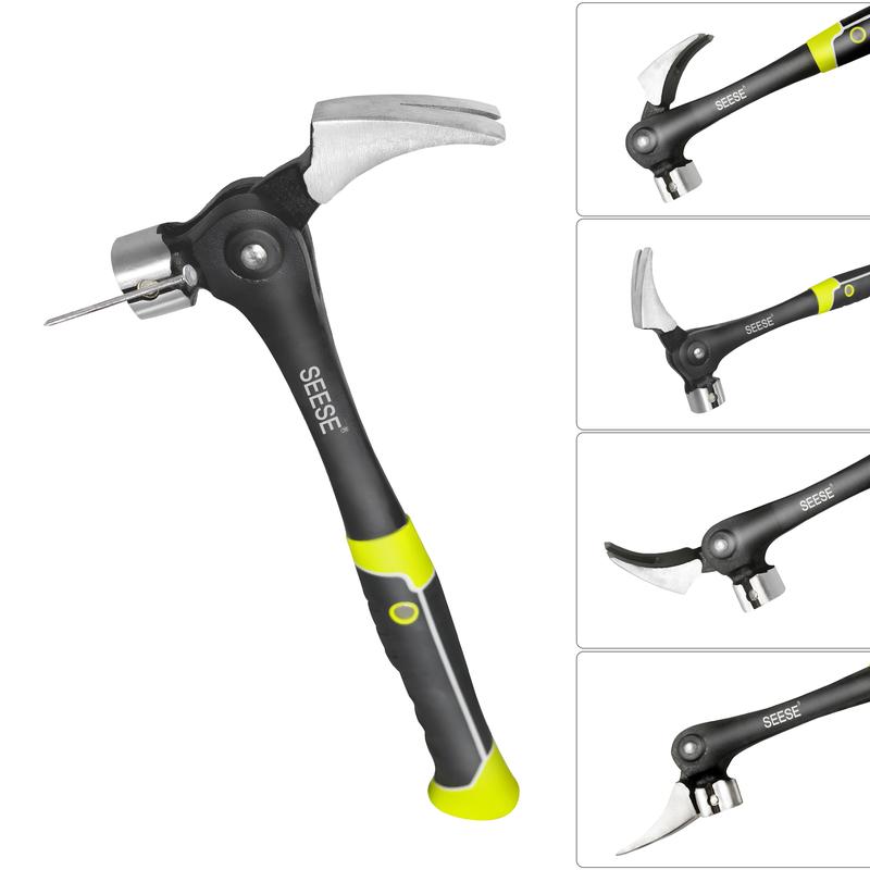FathersDayGift】SEESE Steel 16 oz. Indexing Claw Hammer with Comfortable ...