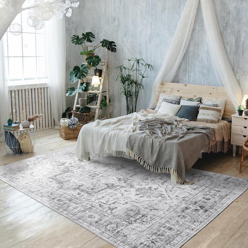 MANDALA Gray Area Rug - Ultra Soft Traditional Area Rug for Bedroom ...
