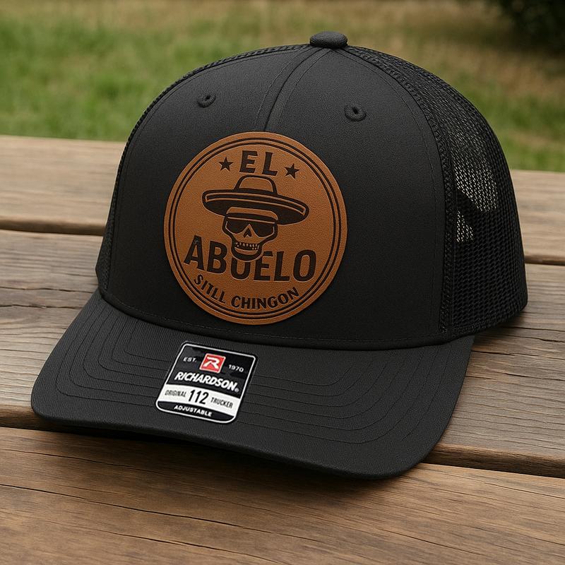Custom El Abuelo Mas Chingon Trucker Hat Leather Patch USA ...