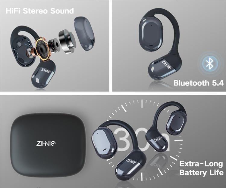 ZIHNIC S05 Wireless Bluetooth Open-Ear Earbuds,OWS Headphones,IPX5 ...