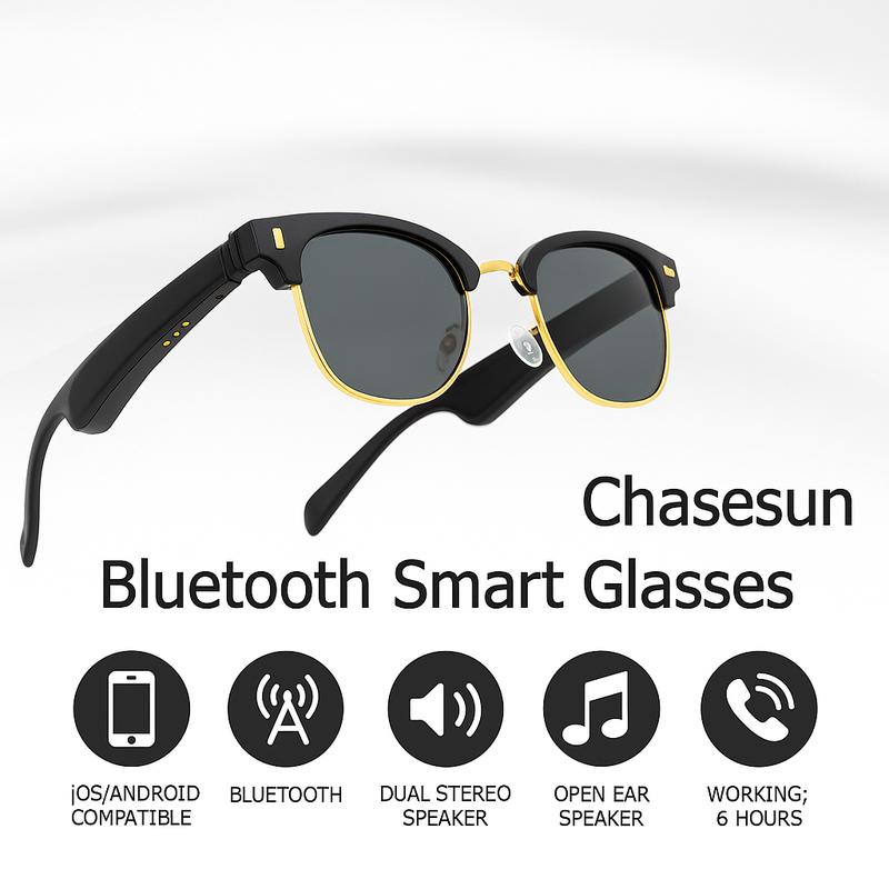 Chasesun Smart Glasses Eyewear, Wireless Headphone, for Music & Calls ...