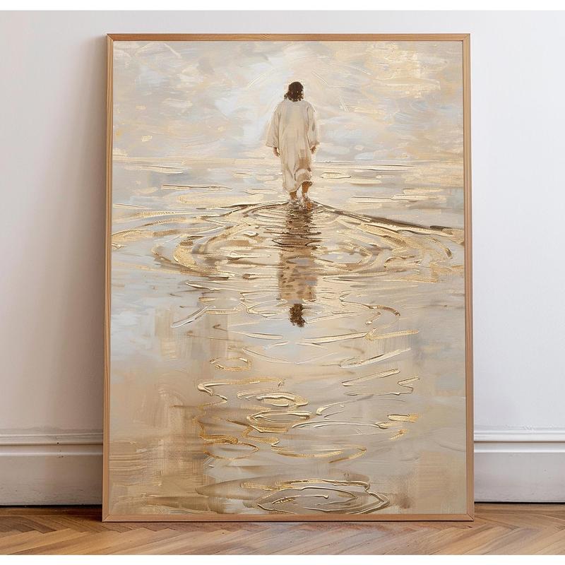 POVERTY Jesus Christ Walking On Water Poster No Frame, Christian ...