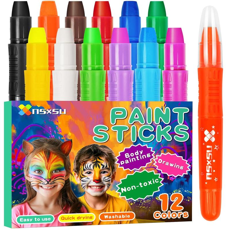 12 Colors Glow Face Paint Sticks, Washable Neon Face Paintin - TikTok Shop