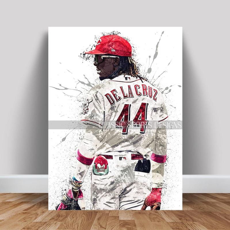 Elly De La Cruz Poster, Cincinnati Reds, Canvas Wrap, Wall Art Print, Kids Decor, Man Cave Gift ...