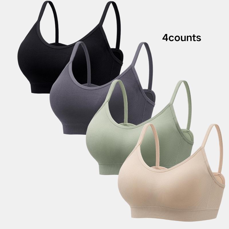 Angelhood Sports Cami Bras Pack for Women - Basic V-Neck Padded ...